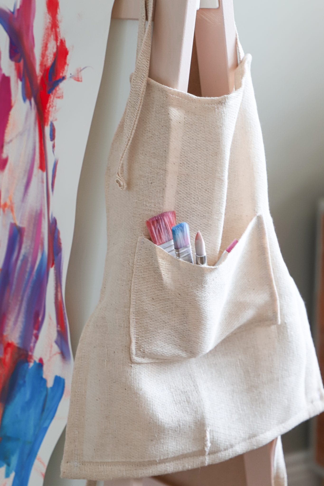 Easy Sew Kids Art Apron Made From Drop Cloth - Dainty Dress Diaries