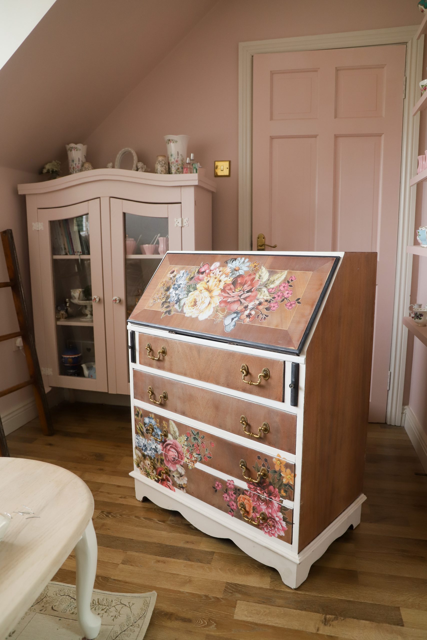 Upcycled writing desk, a floral bureau makeover - Dainty Dress Diaries